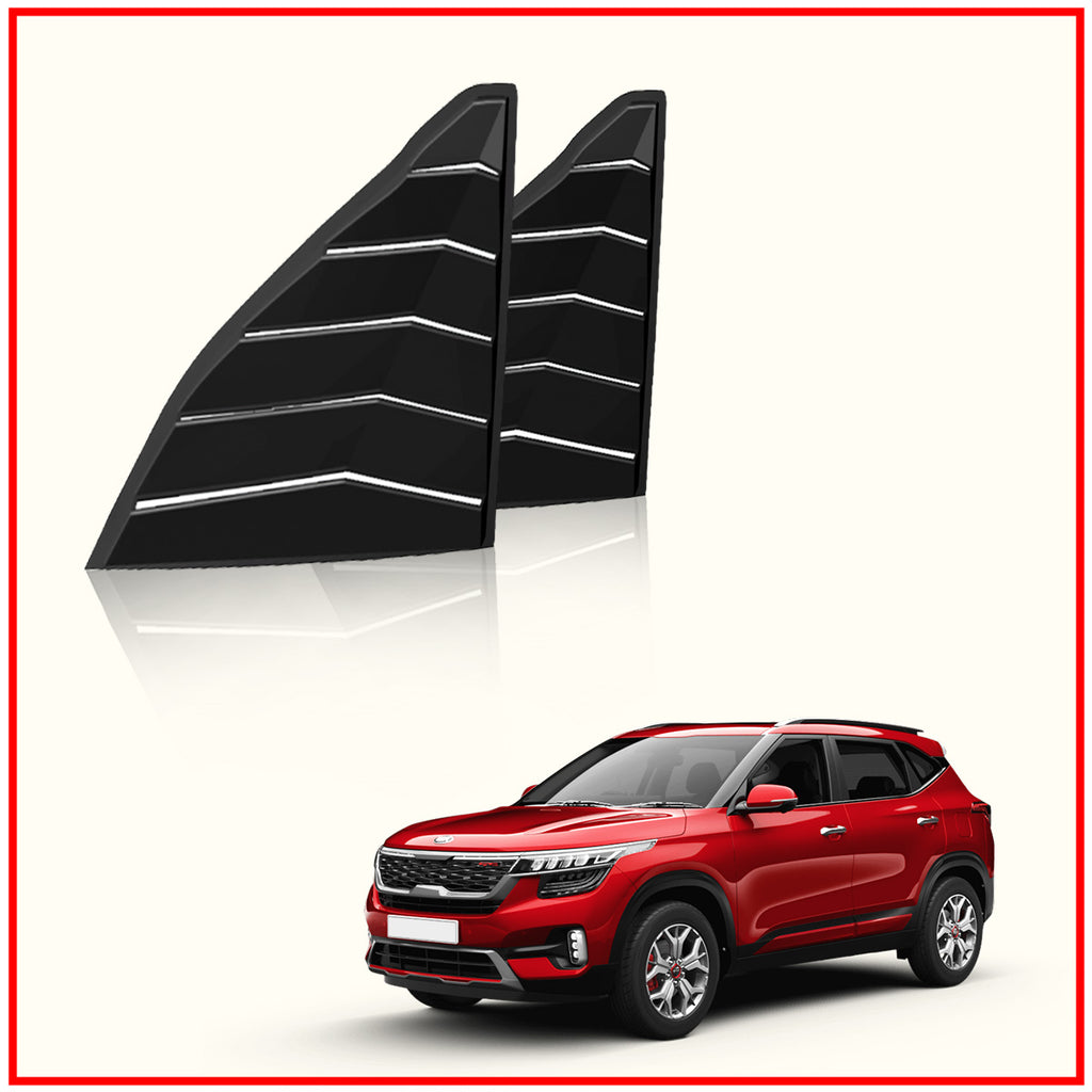 Kia Seltos Rear Window Side Louvers || Glossy Black Finish