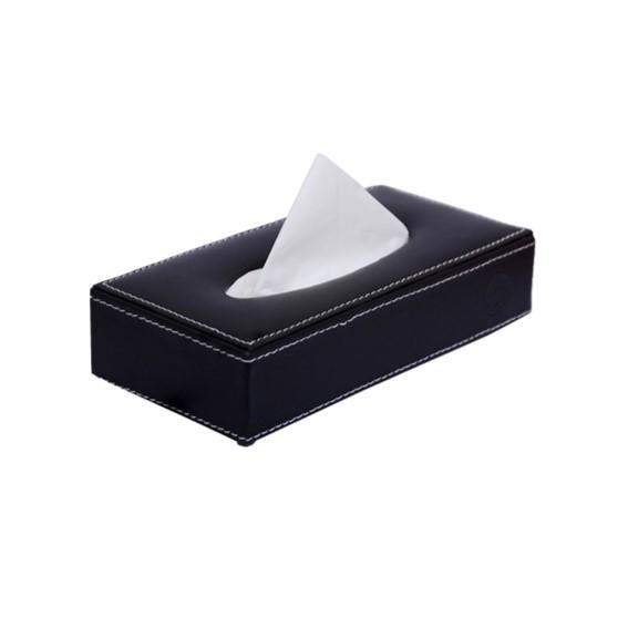 Leatherette Car Tissue Box For Dashboard Black
