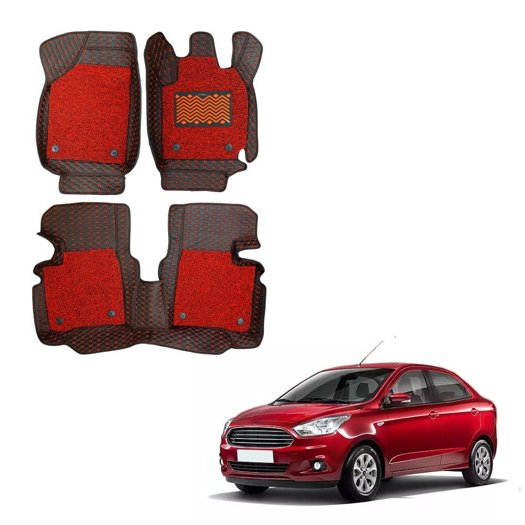 Ford Figo Aspire Lavish 7D Mats - Red Colour | DriveStylish