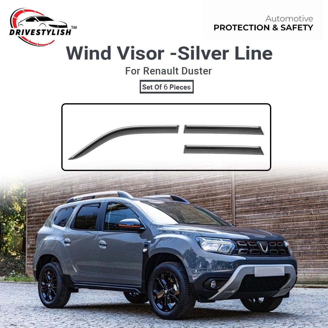 Purchase Renault Duster Wind Visor with Silver Line