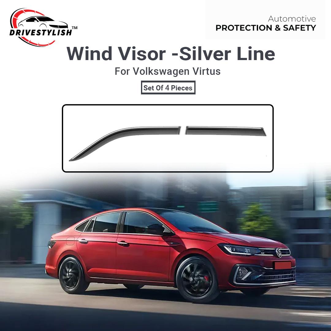 Buy Volkswagen Virtus Wind Visor in Silver Line at the Best Price